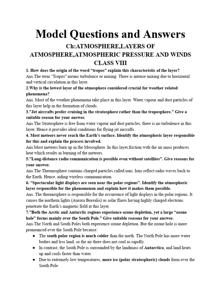 Cl 8 Atmosphere Model Q_a | PDF | Atmosphere Of Earth | Wound