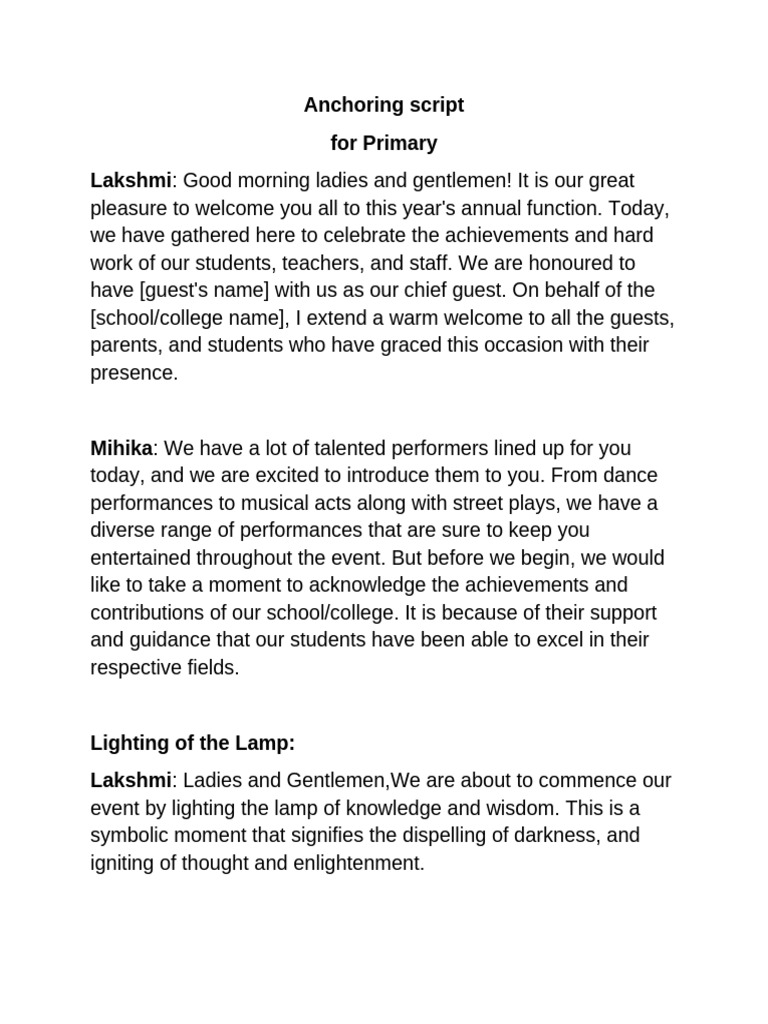 Annual Day Primary Script 2025 | PDF