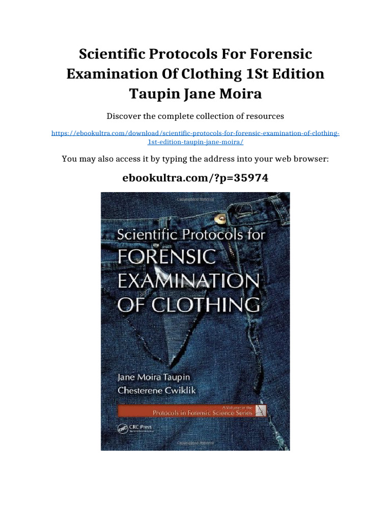 Scientific Protocols for Forensic Examination of Clothing 1st Edition ...