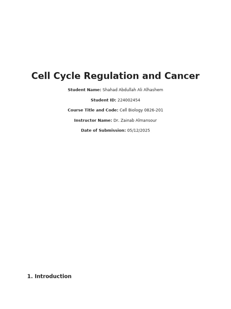Cell Cycle Regulation and Cancer | PDF | Cell Cycle | Mitosis