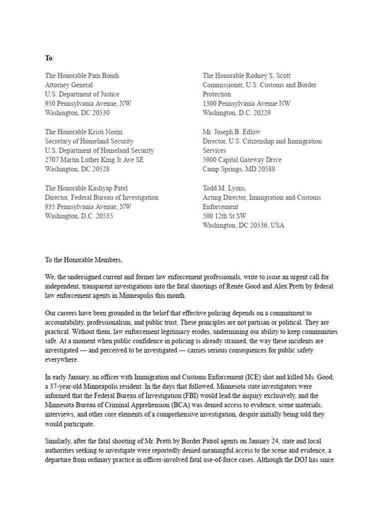 Read Law Enforcement Letter To Federal Agencies On Minneapolis ...