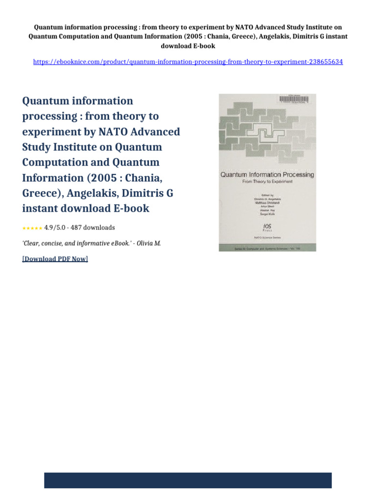 Quantum information processing : from theory to experiment by NATO ...