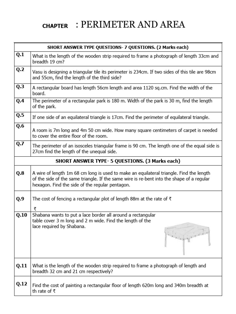 Perimeter and Area - 6 Test | PDF | Area | Length