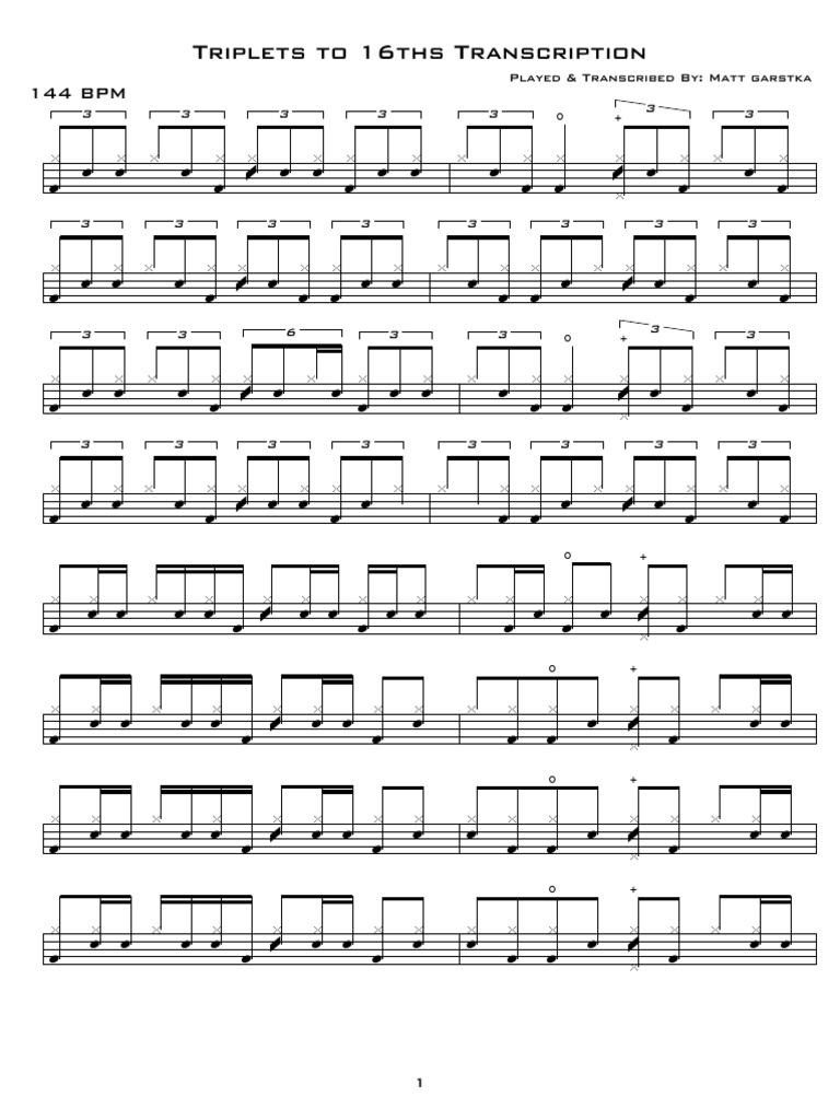 Triplets To 16ths Transcription | PDF