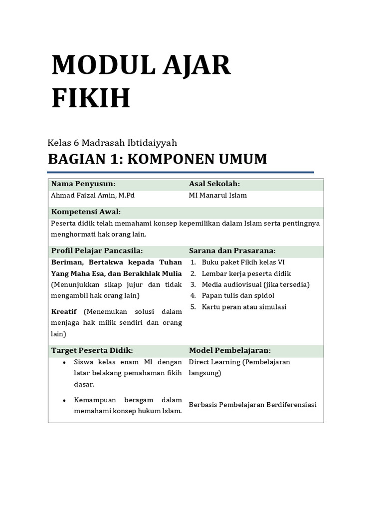 Modul Ajar Fikih - Ghasab | PDF
