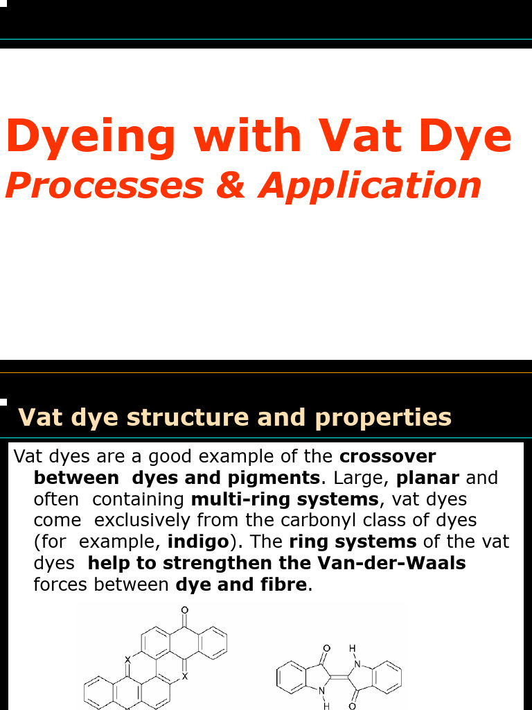 Dyeing With Vat Dyes | PDF | Dye | Dyeing