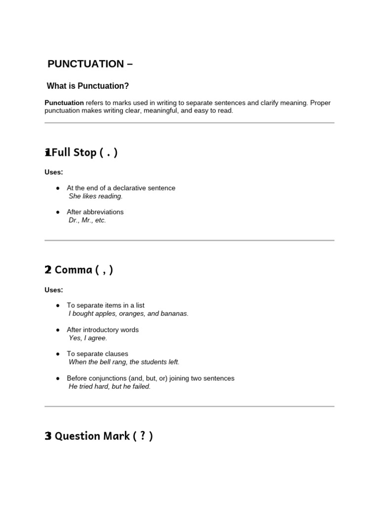 Punctuation | PDF