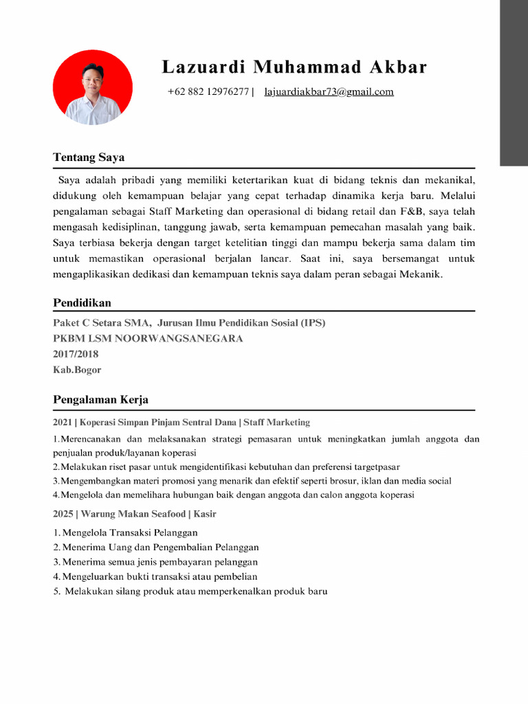 CV - Lazuardi Muhammad Akbar | PDF