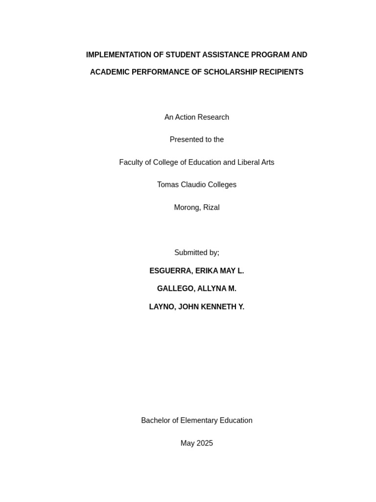 Implementation of Student Assistance Program and Academic Performance ...
