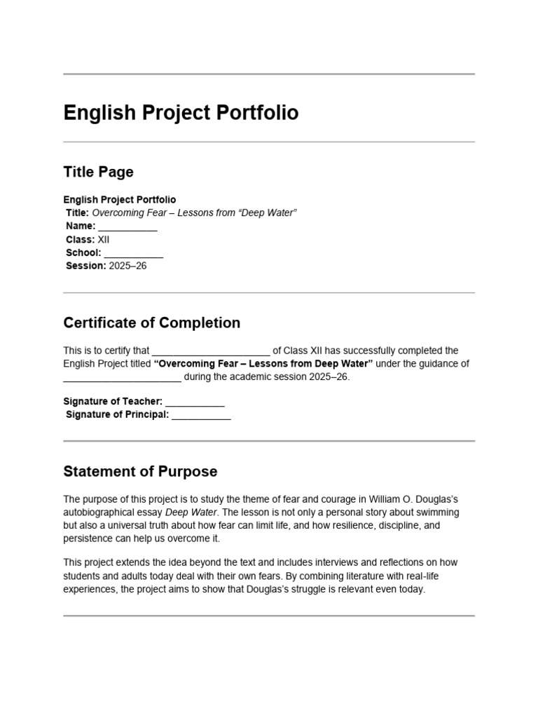 English Project Portfolio | PDF | Fear | Phobia