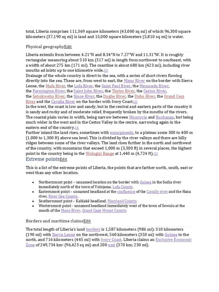 Physical Geography | PDF | Liberia | Mining