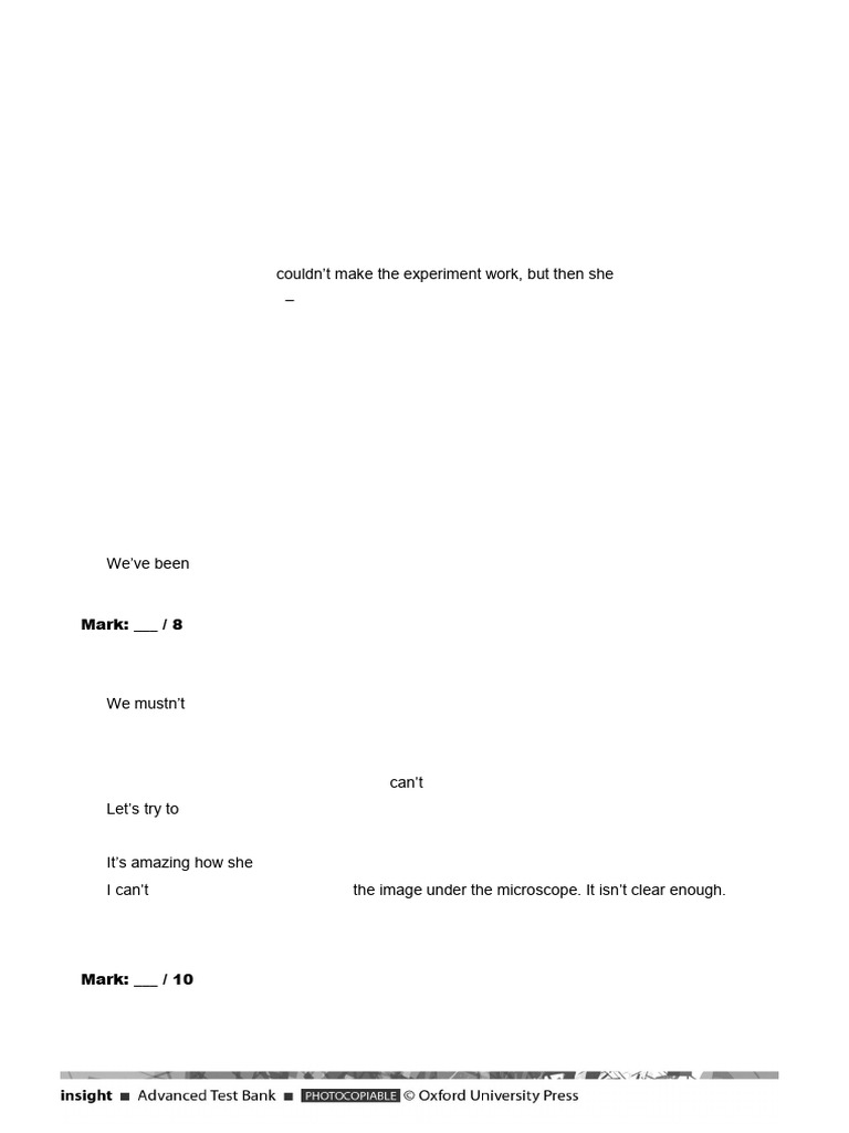 Vocabulary & Grammar Test Unit 4 Test A | PDF