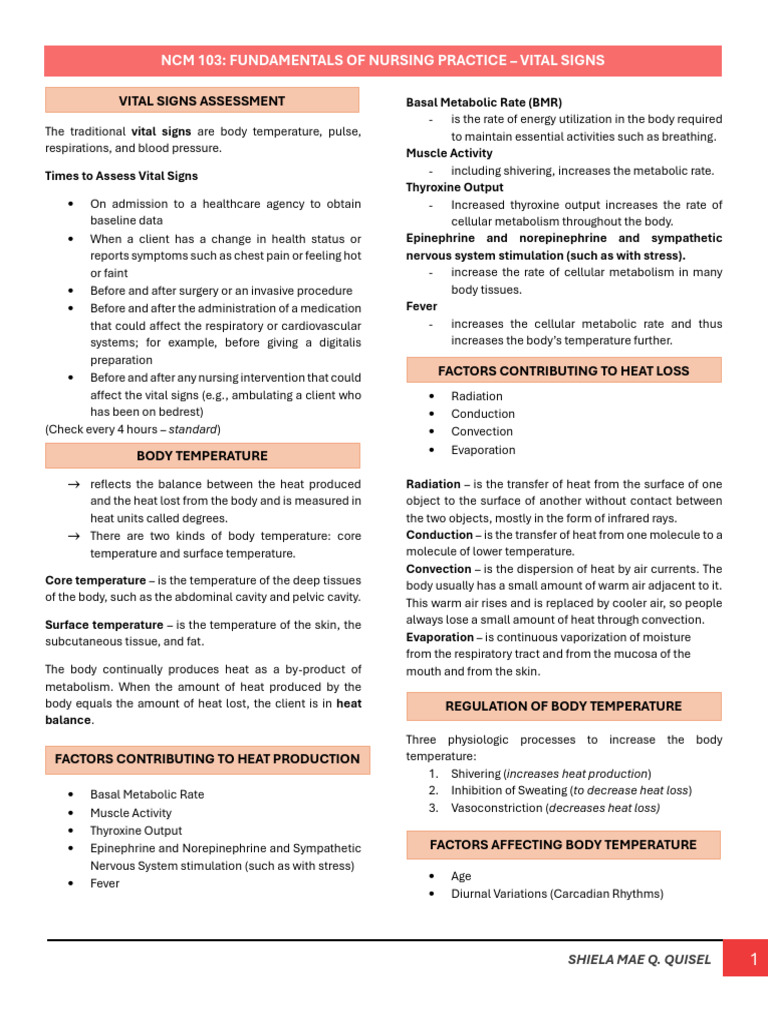 Vital Signs | PDF | Fever | Thermoregulation