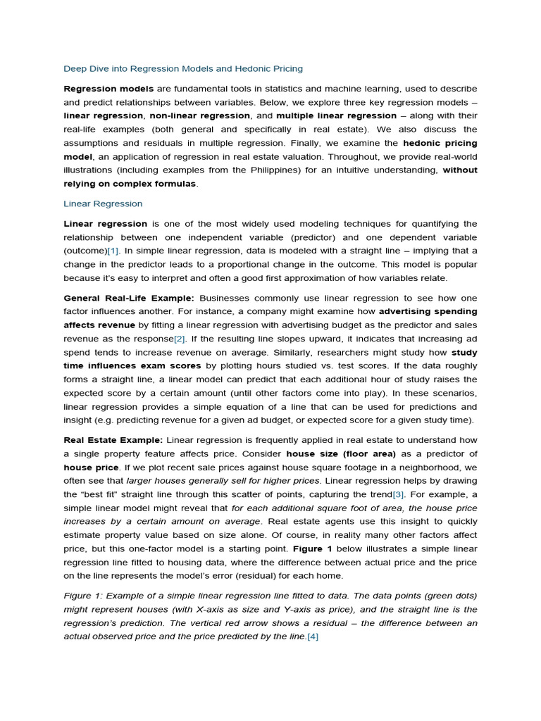 Regression Models and Hedonic Pricing | PDF | Errors And Residuals ...