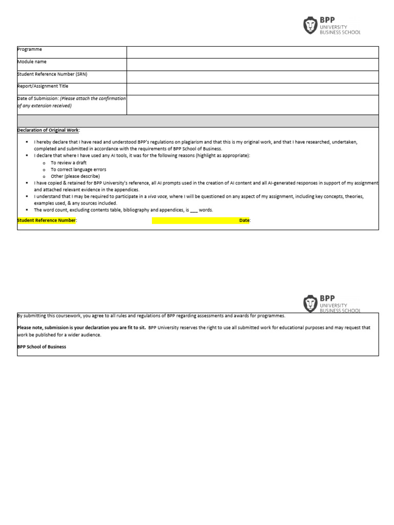 EE APPROVED - BPP Business School CW6 Summative Assessment | PDF ...