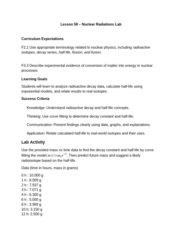 Lesson 58 Nuclear Radiation Lab | PDF | Radioactive Decay | Accuracy ...