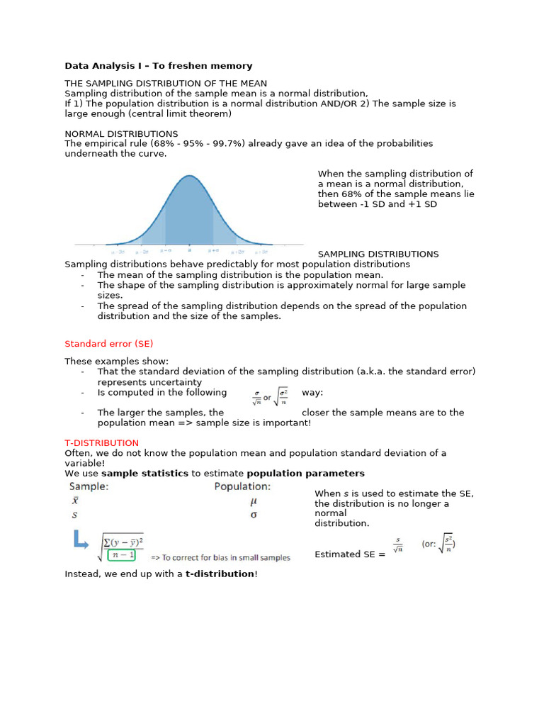 Data Analysis II Summary - University of Twente | PDF | P Value ...