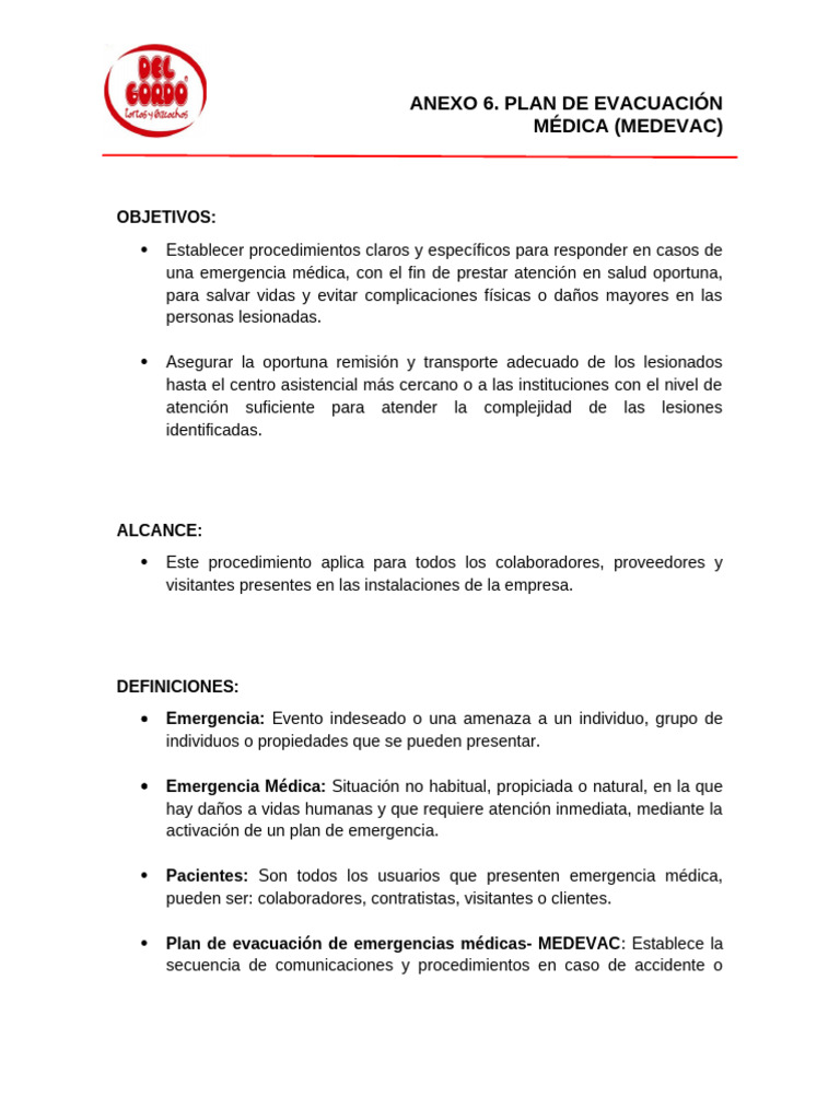 Anexo 6. Medevac | PDF | Cuidado de la salud | Enfermedades y trastornos