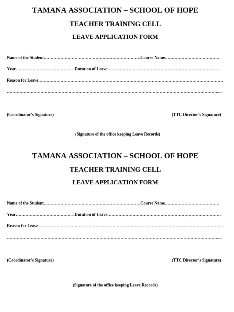 Leave Application Form For Students | PDF