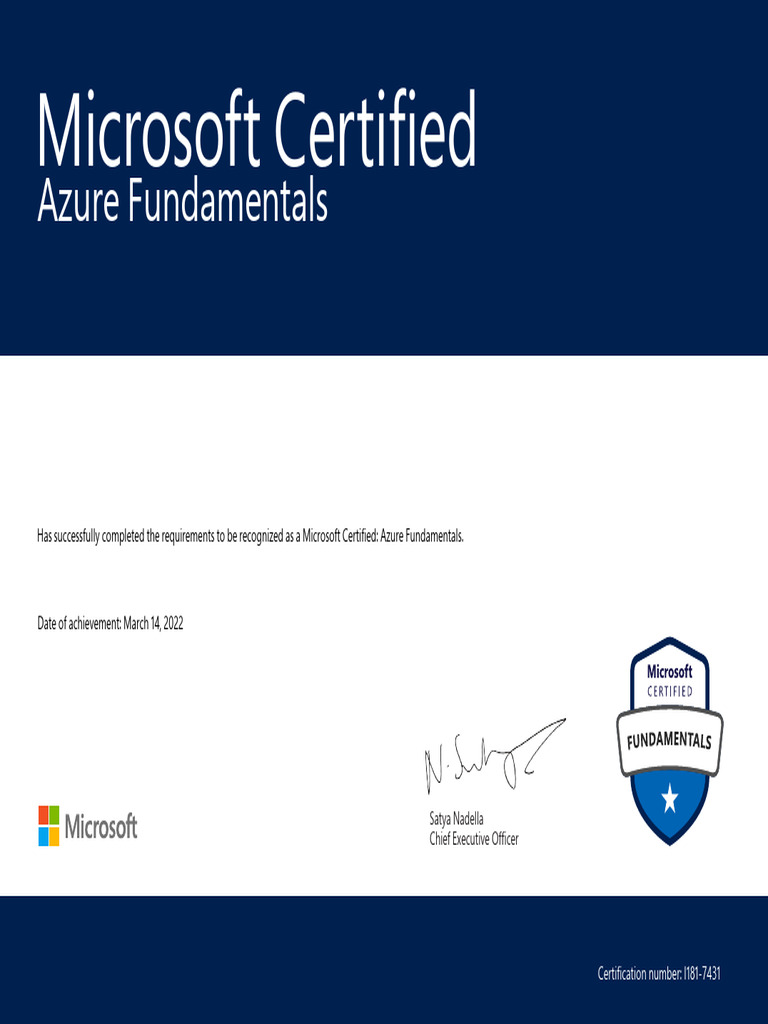 Microsoft Certified Azure Fundamental (AZ-900) | PDF