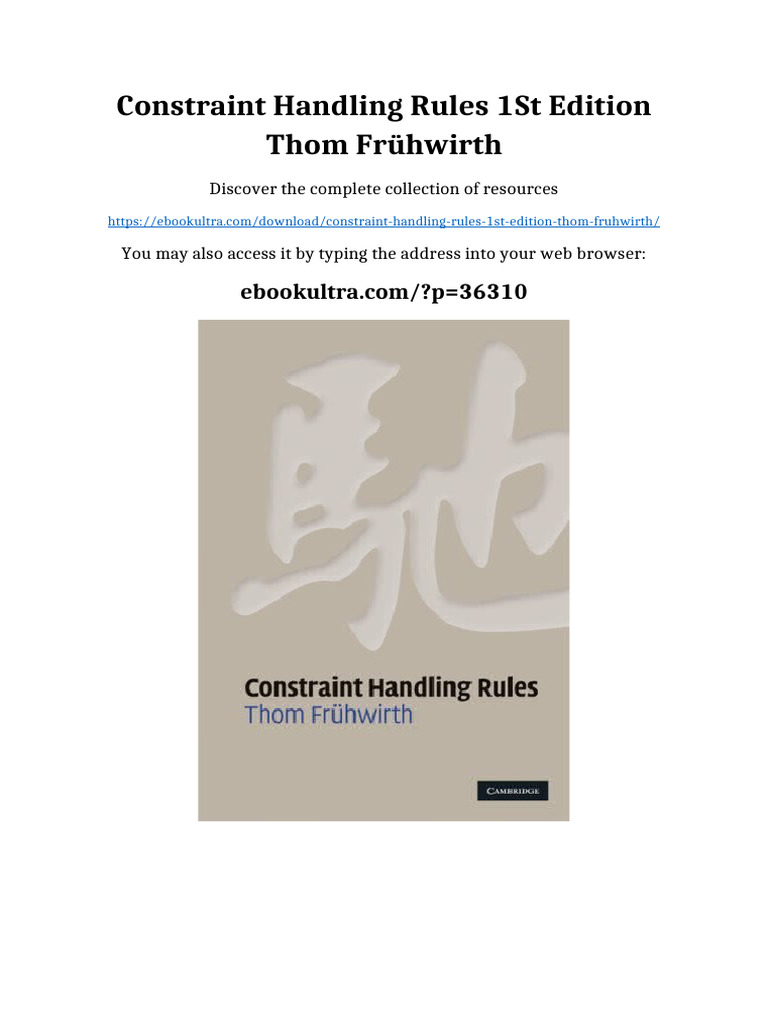 Constraint Handling Rules 1st Edition Thom Frühwirth digital download ...