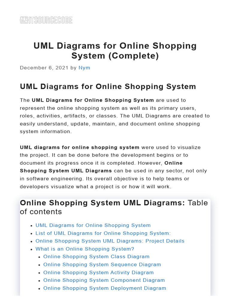 UML Diagrams For Online Shopping System (Complete) | PDF | Use Case ...