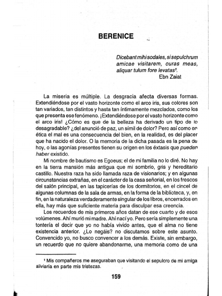 Berenice (Cuento) - Edgar Allan Poe | PDF