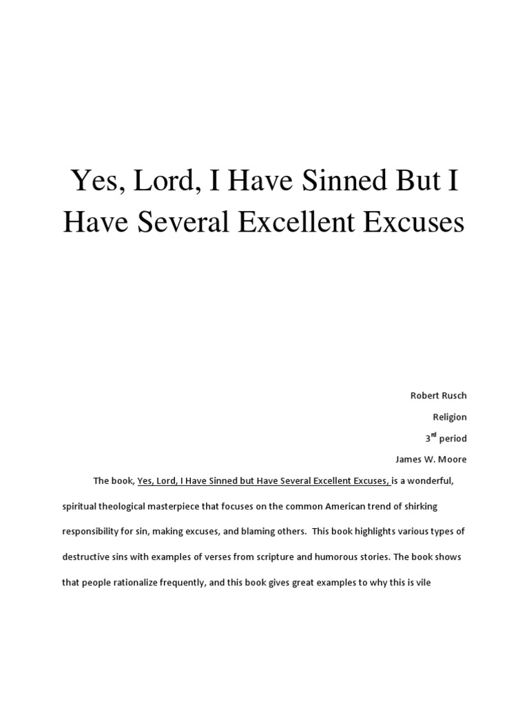 Lord I Have Sinned But I Have Several Excellent Excuses | PDF ...
