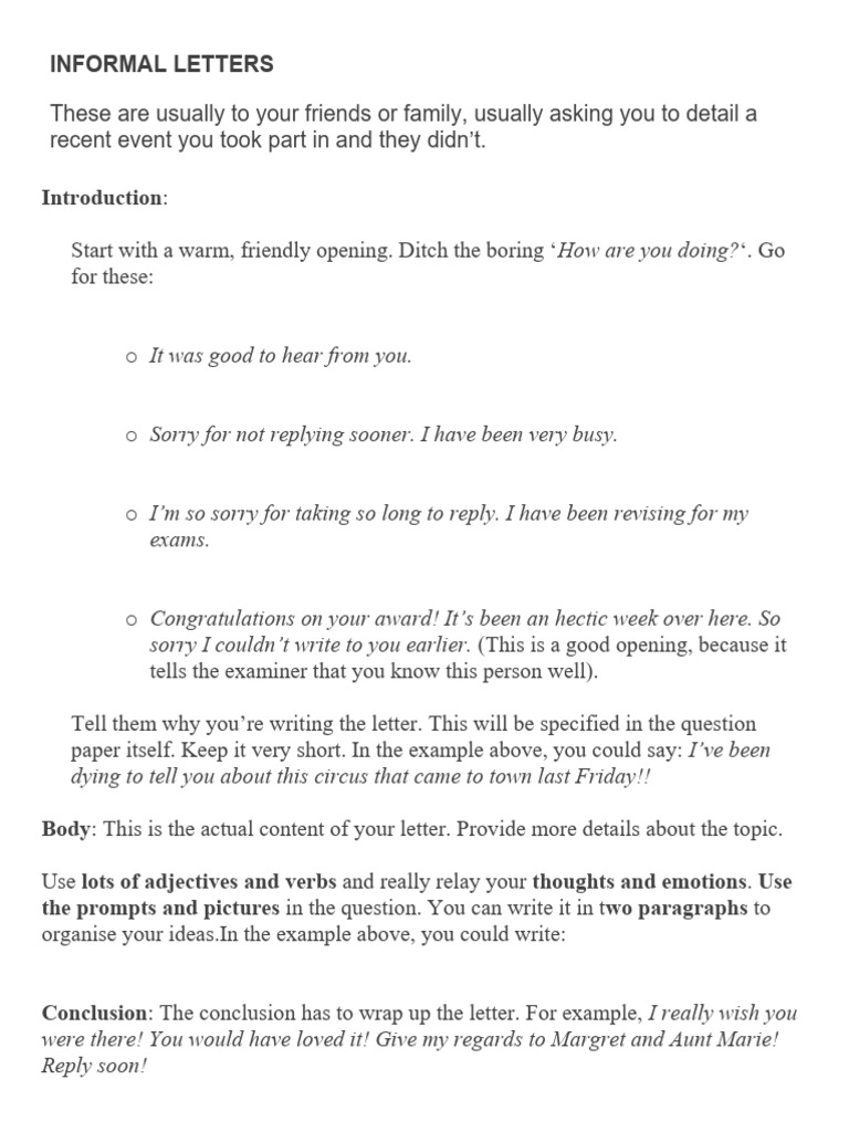 How To Write Informal Letters | PDF