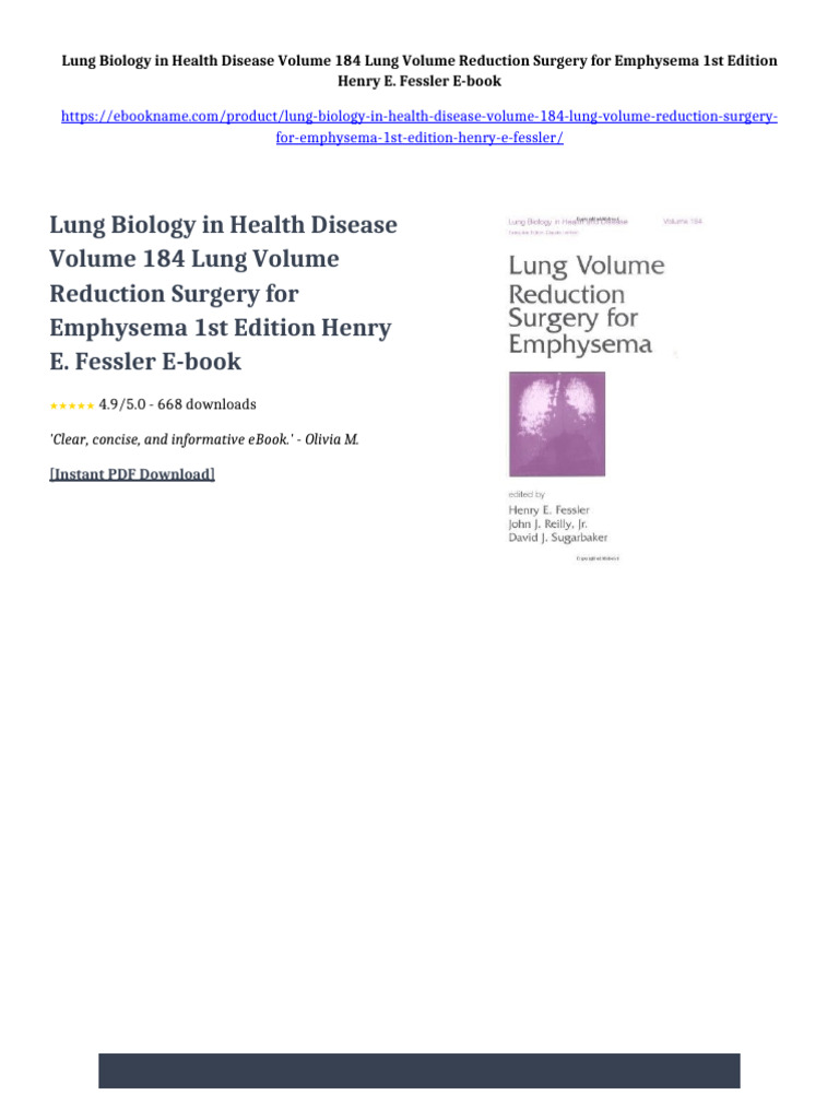 Lung Biology in Health Disease Volume 184 Lung Volume Reduction Surgery ...