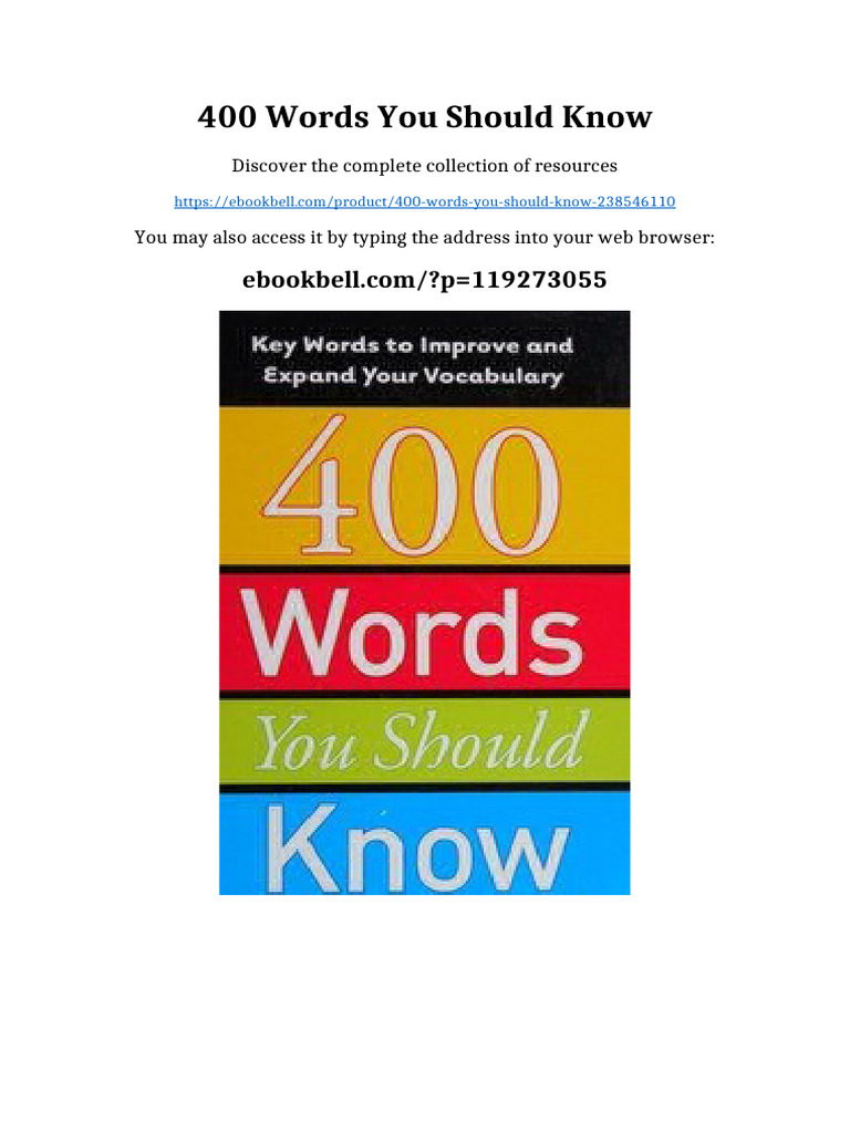 400 words you should know full chapters instanly | PDF | Intellectual ...