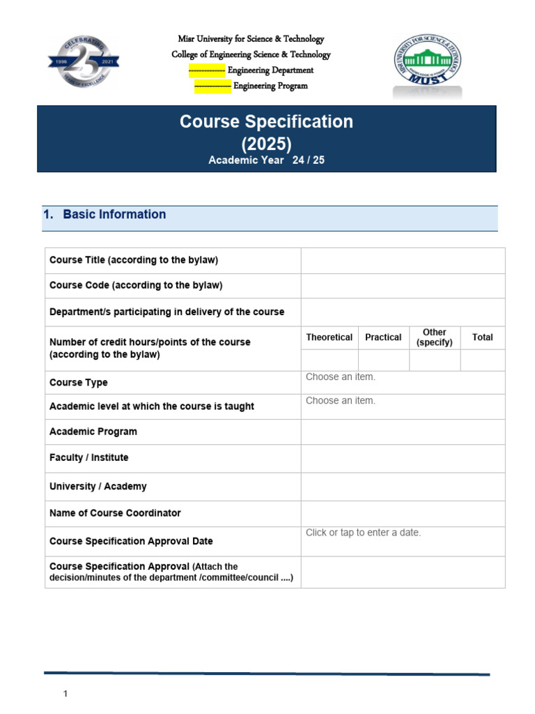 NEW COURSE SPEC TEMPLETE 2025 | PDF
