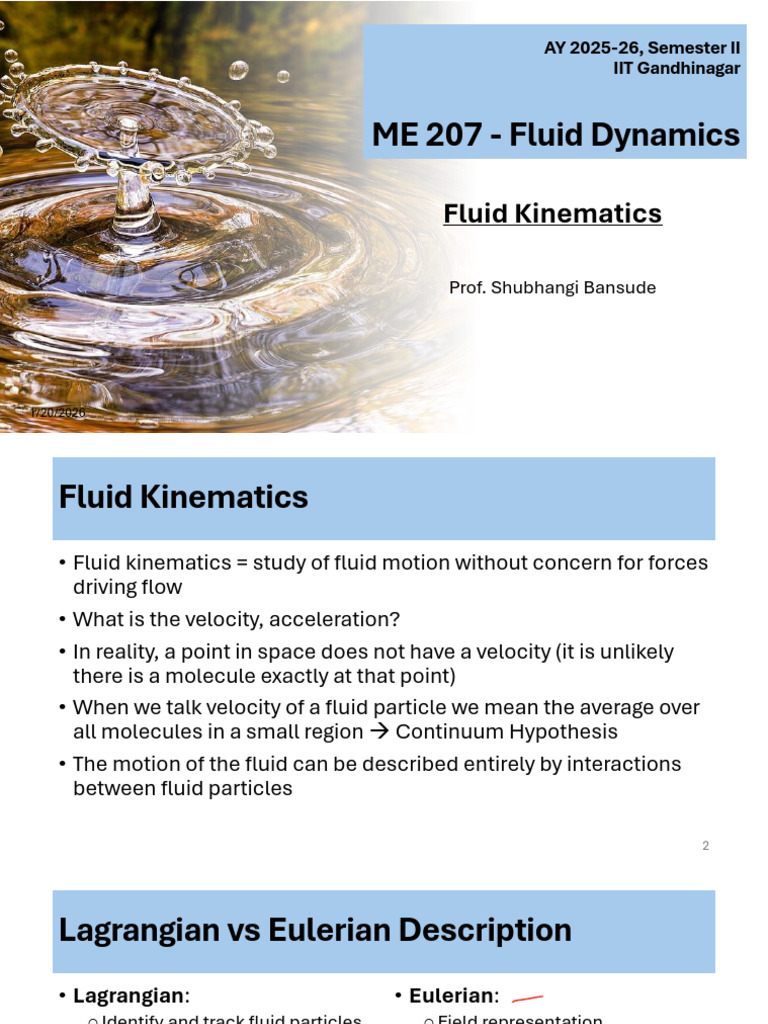 Fluid Kinematics | PDF | Continuum Mechanics | Physical Phenomena