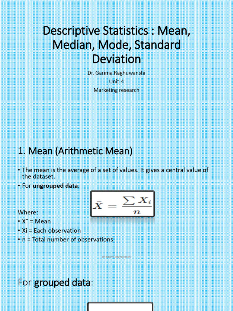 Descriptive Statistics Unit 4 | PDF | Student's T Test | Statistics