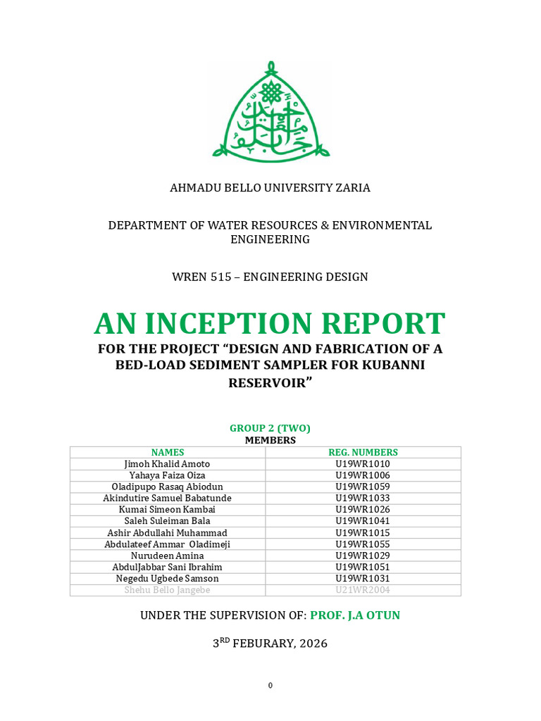 Inception Report For Group 2 | PDF | Welding | Construction