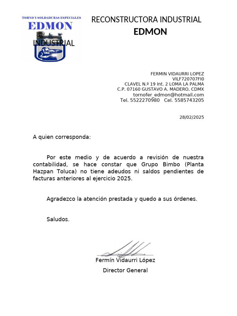 Carta de No Adeudo 2021 | PDF