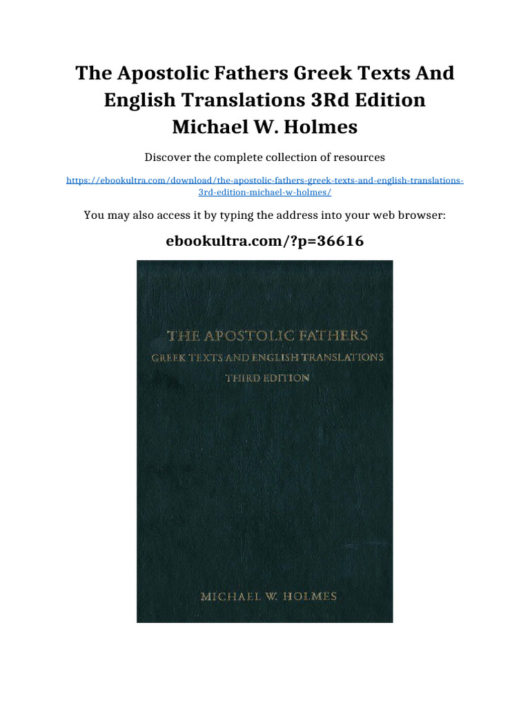 The Apostolic Fathers Greek Texts and English Translations 3rd Edition ...