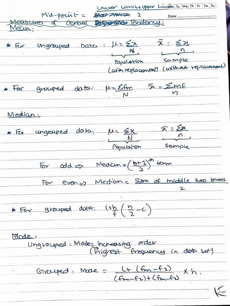Stat Chapter 3 Formulas | PDF