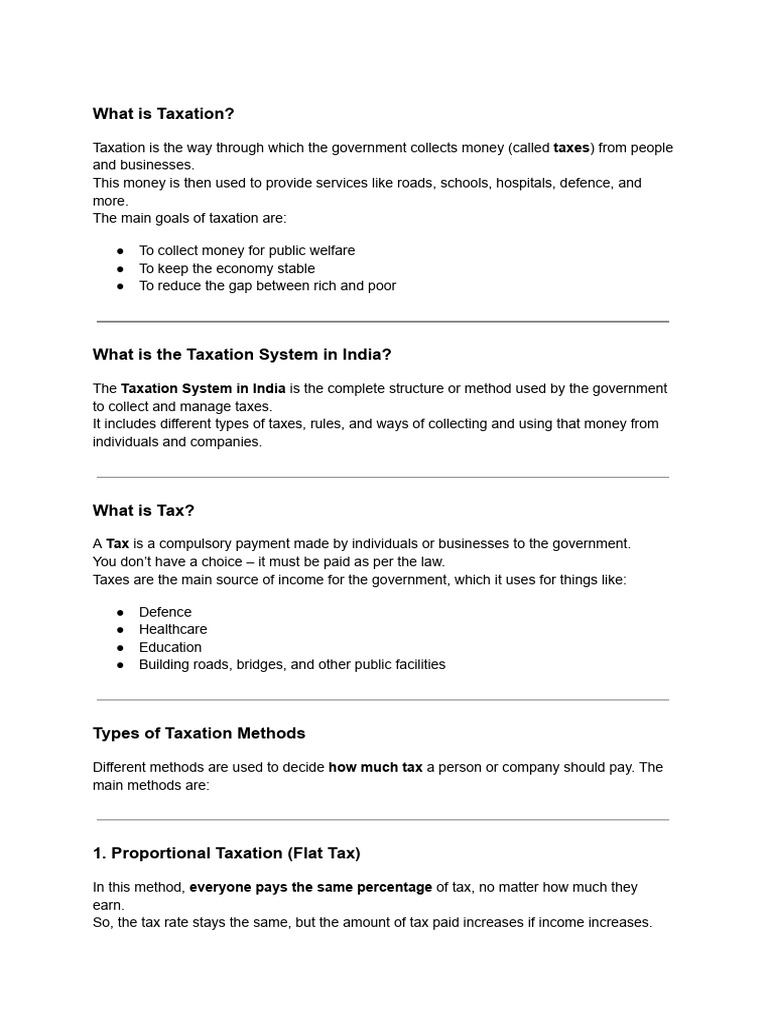 Taxation Structure in India | PDF | Taxes | Indirect Tax