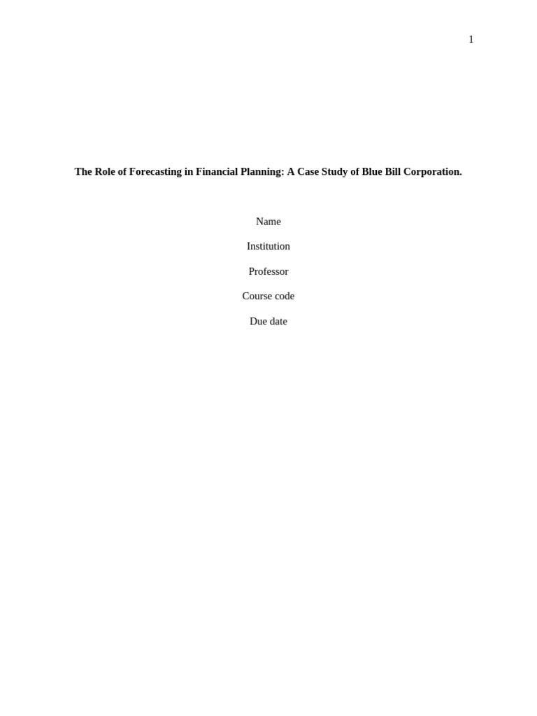 The Role of Forecasting in Financial Planning | PDF | Equity (Finance ...