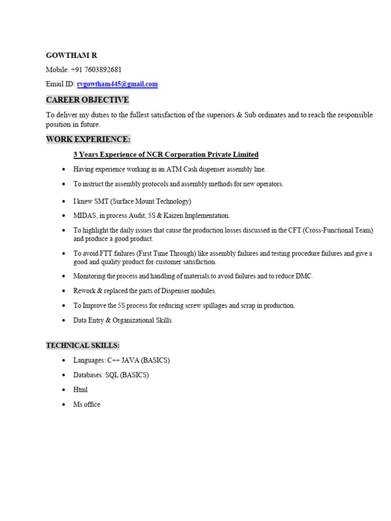 Gowtham Cv | PDF | Information Technology | Computing