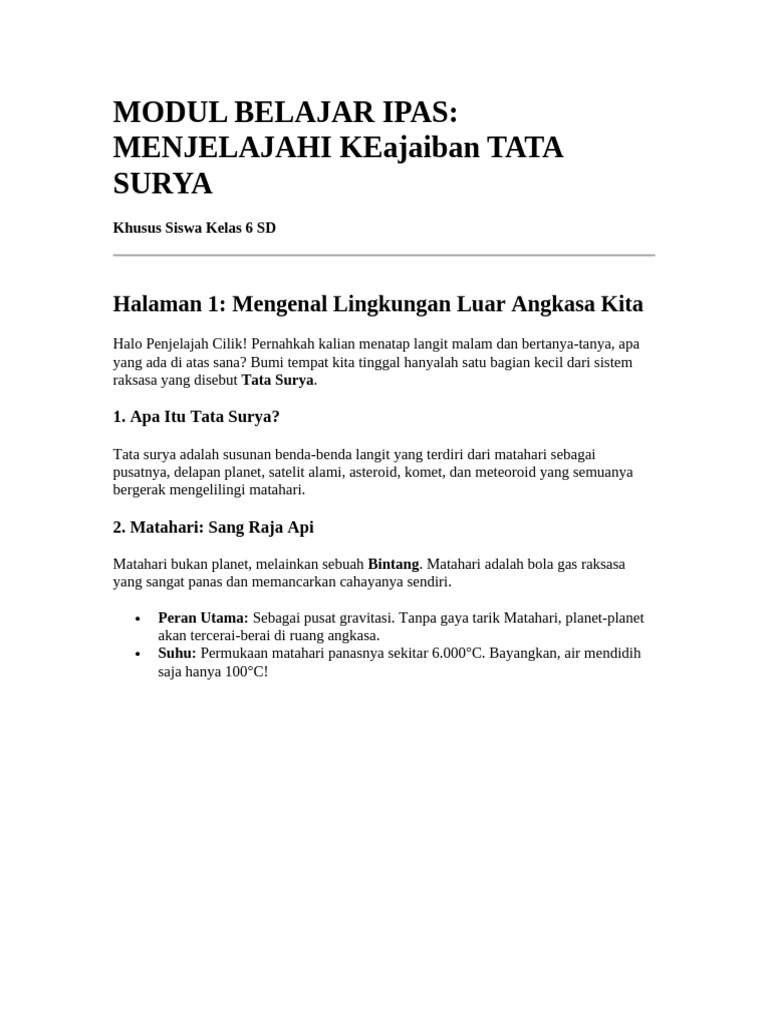 MODUL BELAJAR IPAS Tata Surya | PDF