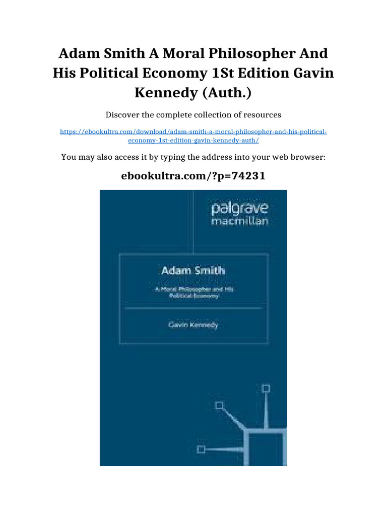 Adam Smith A Moral Philosopher and His Political Economy 1st Edition ...