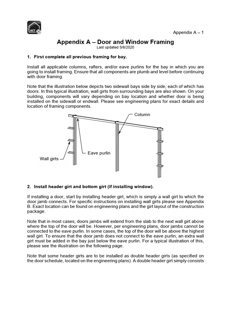 Appendix A - Opening Framing | PDF | Door | Framing (Construction)