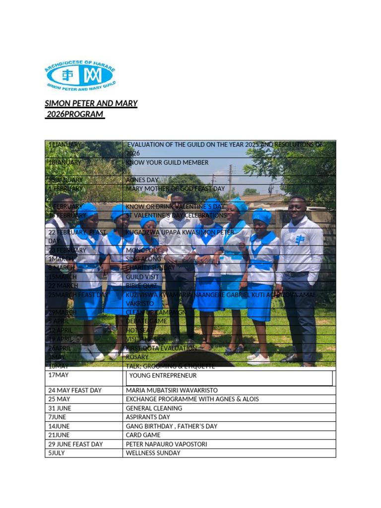 Simon Peter and Mary Guild 2026 Program | PDF