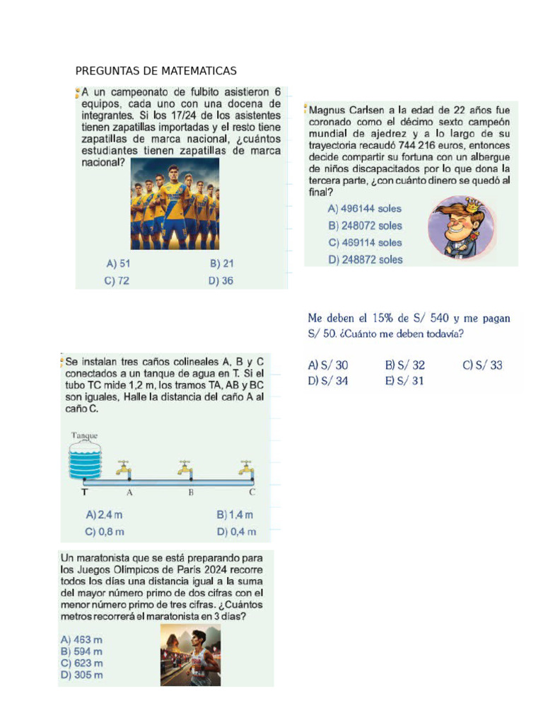 Preguntas de Matematicas | PDF