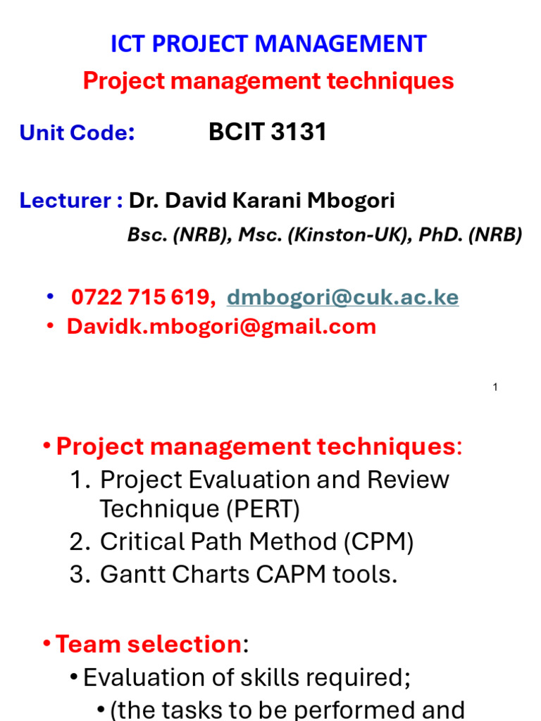 L06 Project Management Techniques | PDF | Project Management
