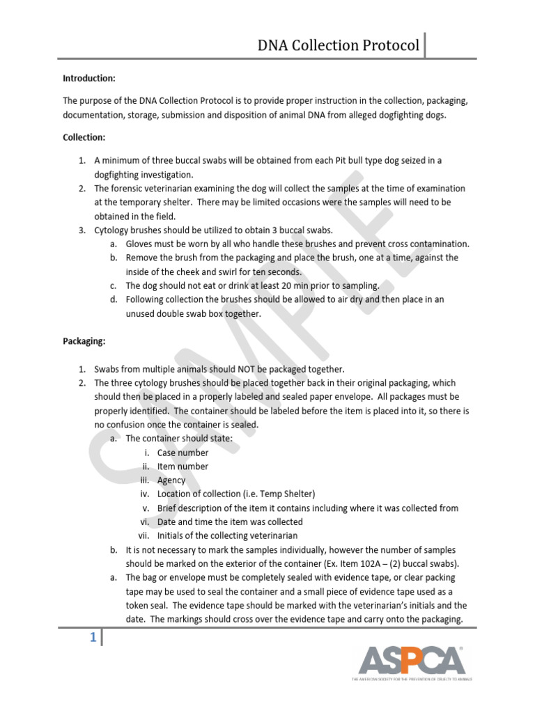 DNA Collection Sample Protocol | PDF