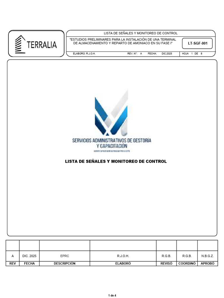 Lista de Señales y Monitoreo de Control | PDF | Amoníaco