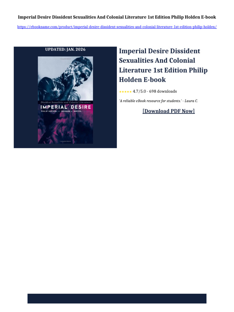 Imperial Desire Dissident Sexualities and Colonial Literature 1st ...